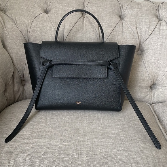 Celine | Bags | Celine Mini Belt Bag In Grained Calfskin Leather Black ...